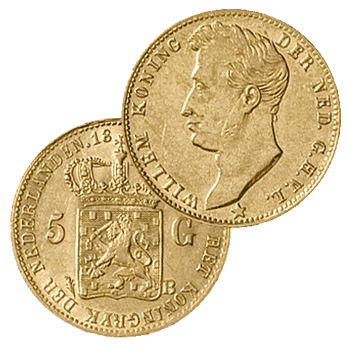 5 Guilder gold 1827B UNC - Theo Peters Numismatiek & Filatelie B.V.
