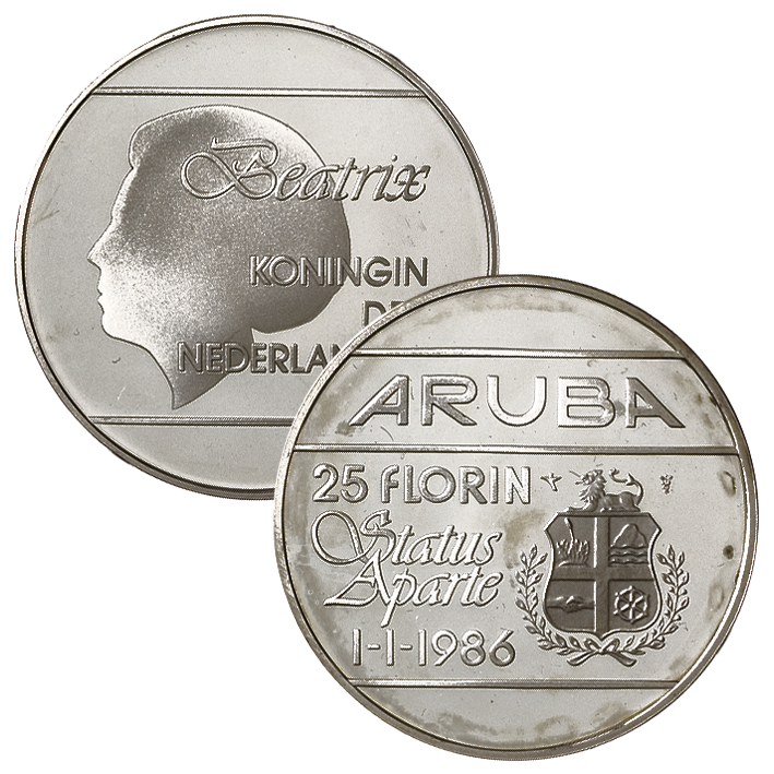 25 Florin 1986 Status Aparte Aruba Proof - Theo Peters