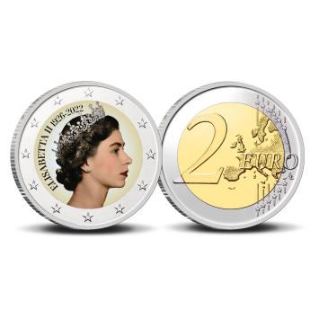 2 Euro munt kleur Queen Elizabeth II - Theo Peters Numismatiek ...