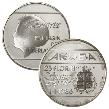 25 Florin 1986 Status Aparte Aruba Proof - Theo Peters Numismatiek ...